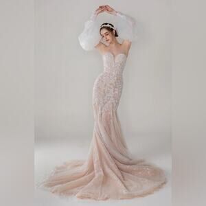 cocomelody | Dresses | Cocomelody Amalia Trumpet Mermaid Court Train Lace Sparkle Wedding Dress ...